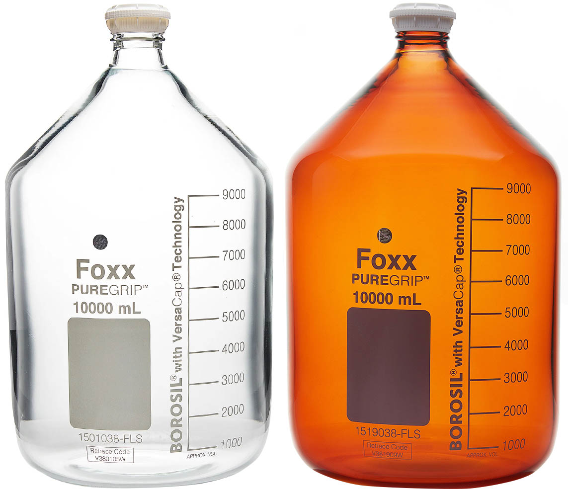 Foxx Life Sciences PUREGRIP Glass Bottles with VersaCap | Media Bottles ...