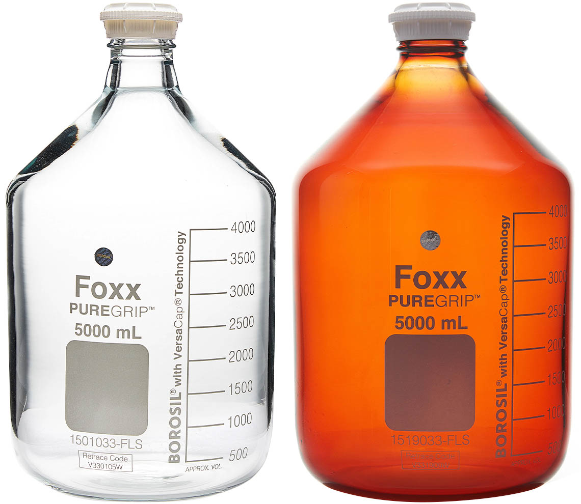 Foxx Life Sciences PUREGRIP Glass Bottles with VersaCap | Media Bottles ...